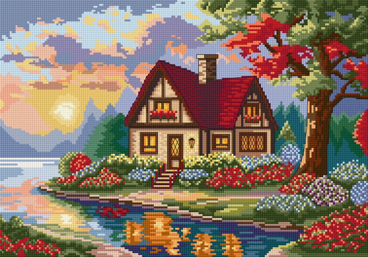 Lakeside Glow – Cross Stitching Art